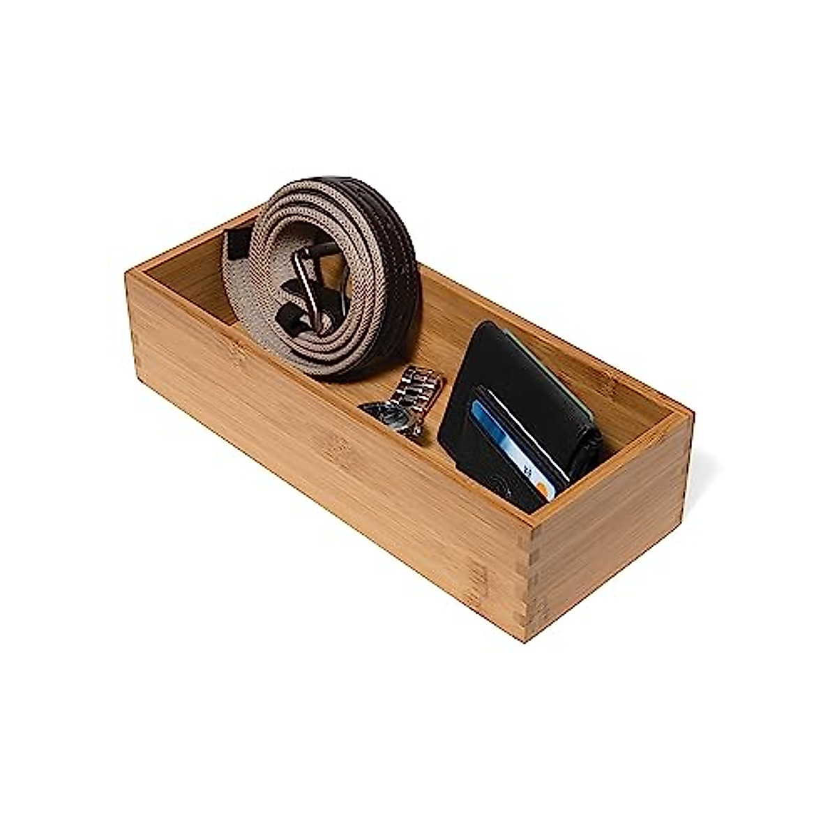 Lipper International Bamboo Utensil Holder Storage Box for Cooking Tools, Makeup, or Office Supplies, 5" x 12" x 3"