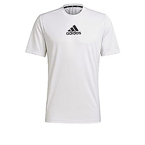 adidas Men's Primeblue Designed 2 Move 3-Stripes Tee, White/Black, XX-Large