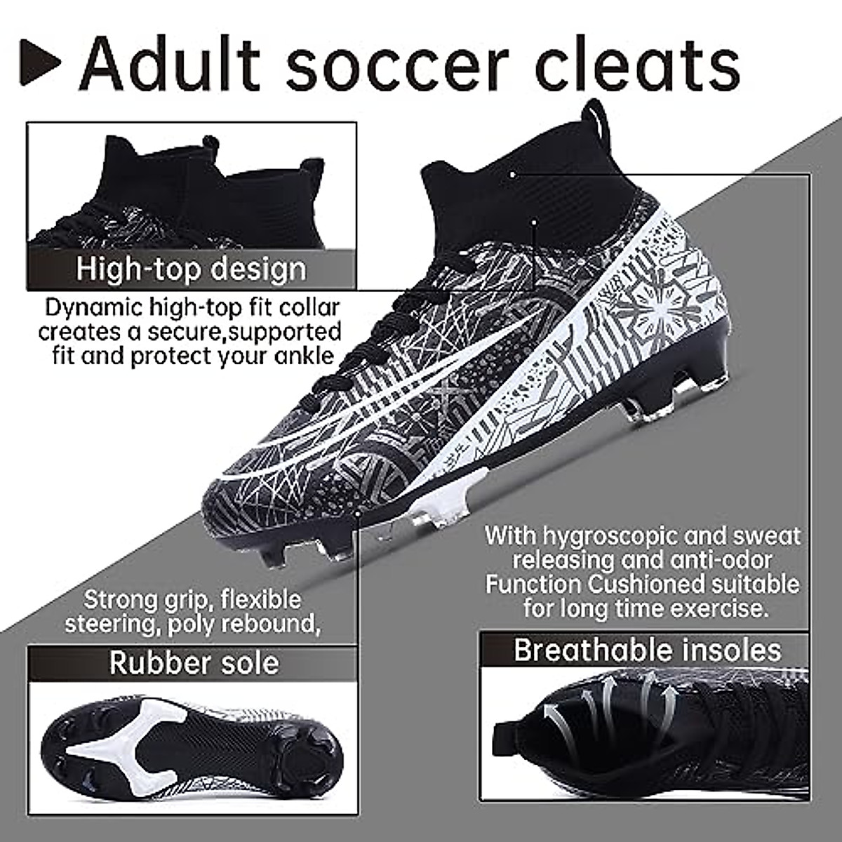 Mens Soccer Cleats Women Football Cleats Soccer Shoes for Big Boy Tacos de Futbol para Hombre High Top Football Shoes Zapatos de Futbol para Hombres Professional Training Football Boots AG FG