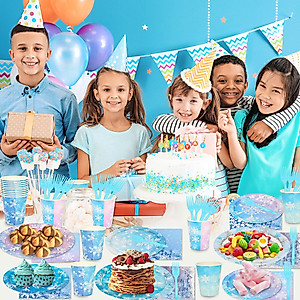 180PCS Snowflake Frozen Birthday Party Supplies for 30 Guests - Frozen Themed Party Tableware for Kids Holiday Birthday Party Baby Shower Decoration, Including Frozen Plates Cups Napkins Forks, Blue