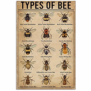 15 Types of Bee Metal Tin Sign Retro Kitchen Garden Restaurant Farm Shopping Mall Bar Cafe Man Cave Farm Wall Decoration Iron Painting Metal Plate 8x12inch