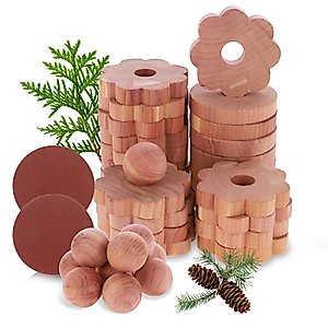 30 Pack Cedar Blocks for Clothes Storage, Cedar Planks with 20 Pcs Cedar Rings 10 Pcs Cedar Balls Cedar Blocks for Closet Drawer Shoe Cabinet Storage Bags