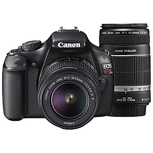 Canon Digital SLR Camera EOS Kiss X50 with zoom KIT EF-S18-55mm F3.5-5.6 IS II + EF-S55-250mm F4-5.6 IS II (Black) - International Version (No Warranty)