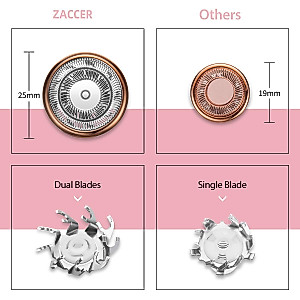 Facial Hair Remover ZACCER Painless Hair Removal for Women Waterproof Shaver Razor with LED Light (Rose)