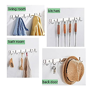 RAYCLOUD Hook Rack Wall Mounted 2 Pack, Heavy Duty Coat Hooks 304 Stainless Steel Metal Hook Hardware Rail for Coat Hat Towel Purse Key