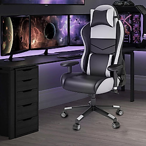 Dvenger Gaming Chairs for Adults, Computer Desk Chair with Adjustable Height Armrest, Ergonomic Game Chair with Lumbar Support, 400lbs Weight Capacity Video Game Chairs (Grey)