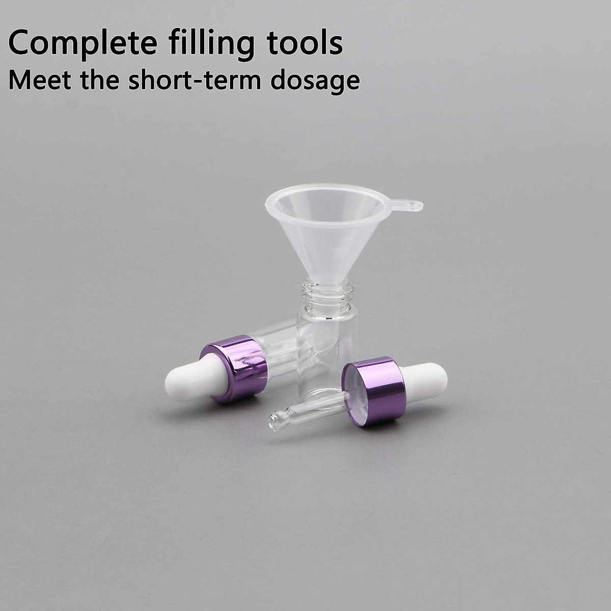 Kesell 15 Pcs Sample Dropper Bottles, 3ml Clear Mini Dropper Bottles with 3 Pcs Plastic funnels for Traveling Essential Oils DIY Cosmetic Liquid Sample Perfume