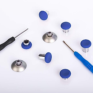 8 in 1 Metal Thumbsticks Joysticks Replacement, Swap Magnetic Analogue Stick Grips Buttons Parts with Repair Kit Accessories Compatible with Xbox one Elite Series 1/ PS4(Blue)