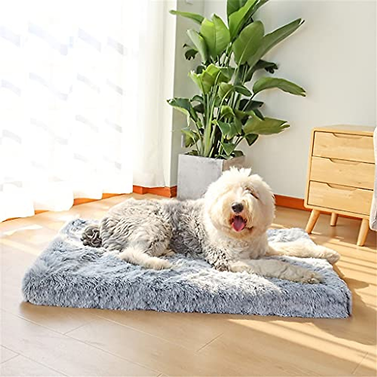 BaRdzo Plush Foam Dog Bed Rectangular Cat Dog Mats/Removable Cover Pet Mattress Cushion for Small Large Dogs (Color : D, Size : XL-100x60x10cm)