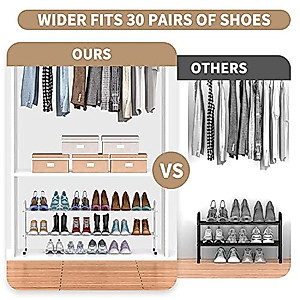 Dicasser 2-Tier Long Shoe Rack Organizer Extra Large Capacity for 18 Pairs,White