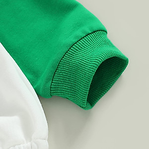 Saliuentm St Patricks Day Baby Girl Boy Outfit Letter Sweatshirt Romper Long Sleeve Onesie Newborn St Patricks Day Clothes(S-Cotton Green Little Lucky,6-12 Months)