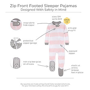 Burt's Bees Baby baby girls Pajamas, Zip Front Non-slip Footed Pjs, 100% Organic Cotton and Toddler Sleepers, Oh Deer, 12 Months US