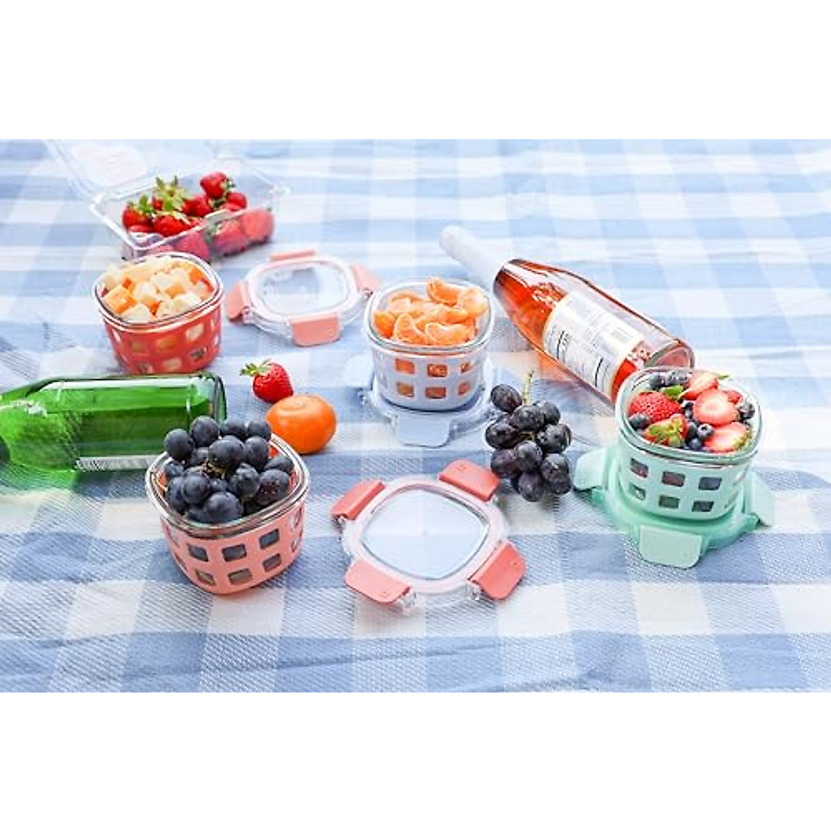Ello Duraglass Glass Meal Prep Sets Leak-Proof Glass Food Storage Containers with Airtight BPA-Free Plastic Lids, Dishwasher, Microwave, and Freezer Safe