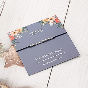 ENSIANTH Sober AF Bracelet Sober Gift Morse Code Bracelet Recovery Gift Sobriety Bracelet New Beginnings Gift (MC sober bra)