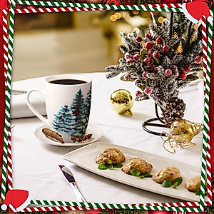 Suttmin 4 Pcs Christmas Tree Ceramic Mugs 12 oz Holiday Coffee Mugs Set Merry Christmas Coffee Mugs Green Tree Stackable Drinking Cups White Tea Cups for Coffee Milk Tea Hot Cocoa Xmas Winter Gifts