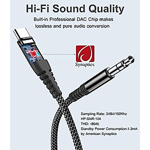 sweguard USB C to 3.5mm Audio Aux Jack Cable 6.6ft, Type C Adapter to 3.5mm Headphone Car Stereo Aux Cord for iPad Pro Air 4 5 Mini 6, Samsung Galaxy S23 S22 S21 S20 S10 9 8 Note 20 10 Z fold Pixel