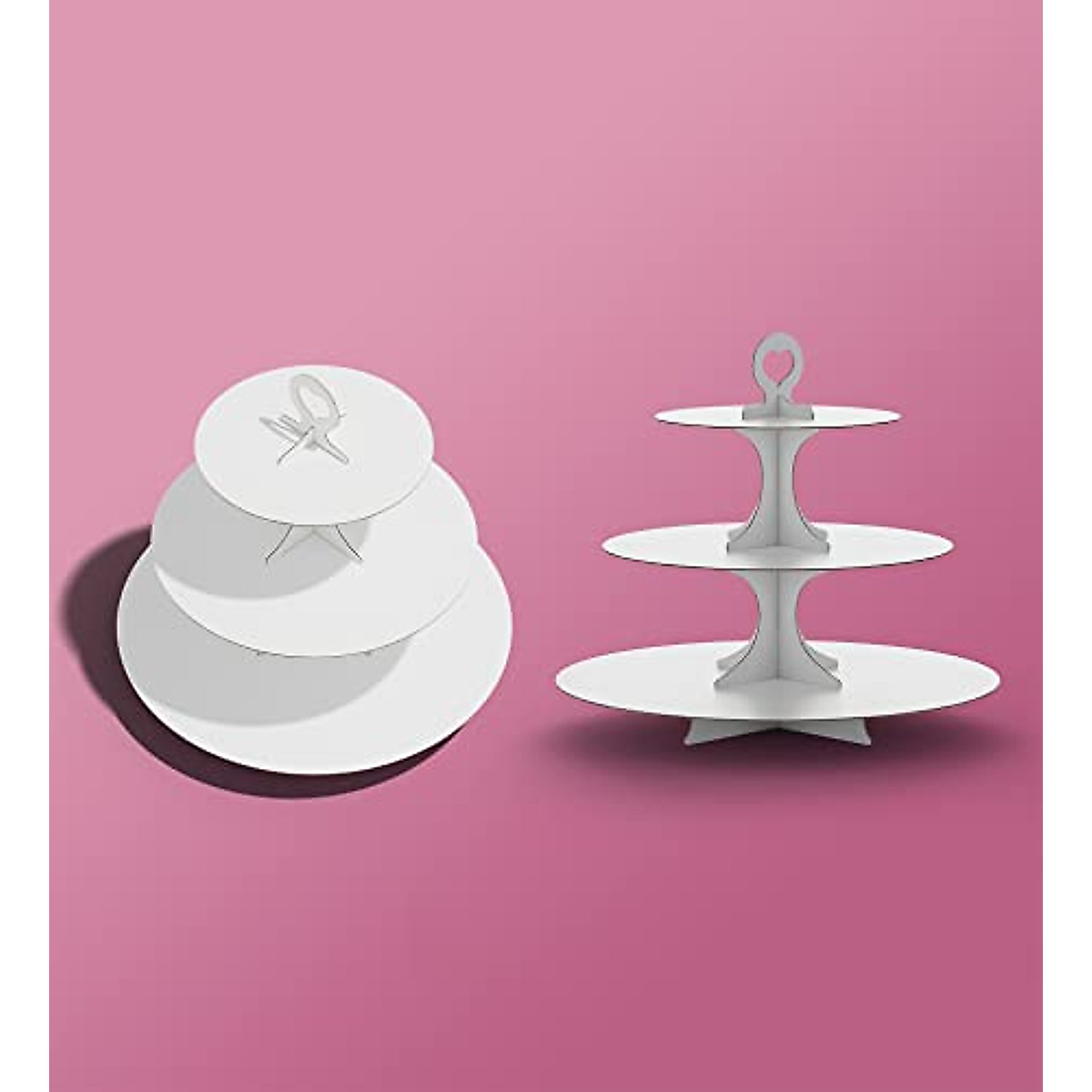 2 Pack Cupcake Stand Tower, BLISSURWhite Cupcake Tier Stand, 3 Tier Cup Cake Stand Cardboard Dessert Cupcake Stand Holder for Parties, Tiered Cupcake Stand (White)