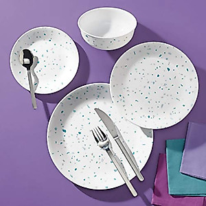 Corelle J106-TRT CP-1648 Small Plate, Plate, Plate, Shatter-Resistant, Lightweight, Microwave Safe, Oven Safe, Dishwasher Safe, Terrazzo Verde