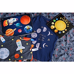 Baby Sensory, Security & Teething Closed Ribbon Tag Lovey Blanket with Minky Dot Fabric: 14X18 (Outer Space)