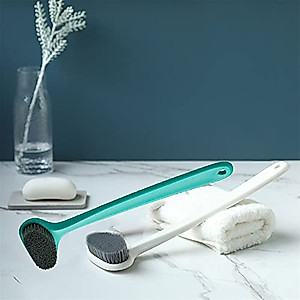 INGVY Dry Brushing Body Brush Improve Skin Health and Beauty Brushing Back Scrubber Gentle Exfoliation Bath Brush Long Handle Handheld Oval Head