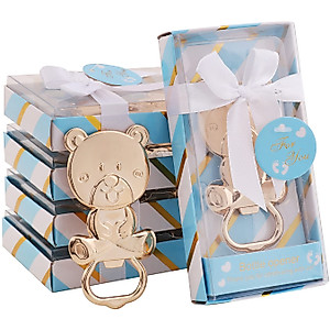 24 Pack Bear Bottle Opener Baby Shower Favors for Guest, Metal Beer Bottle Opener for Baby Shower Souvenirs/Decor/Gift Supplies,Baby Shower Party Favor (Blue, 24)