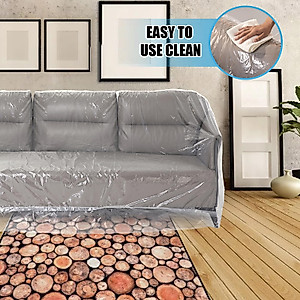 HERSENT 96 x 42 x 62 Inch Plastic Furniture Covers for Moving, Couch Cover for Sofa, Thick Clear Sofa Moving Cover, Waterproof Moving and Storage Bag