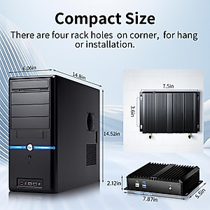 msecore Fanless Industrial PC, Mini Computer with Core i5-4200U, 16G RAM 512G SSD, Dual NIC, 2*COM RS232, Support 4G Module/SIM, Wi-Fi, 1*HDMI 1*VGA, Windows 10 Pro