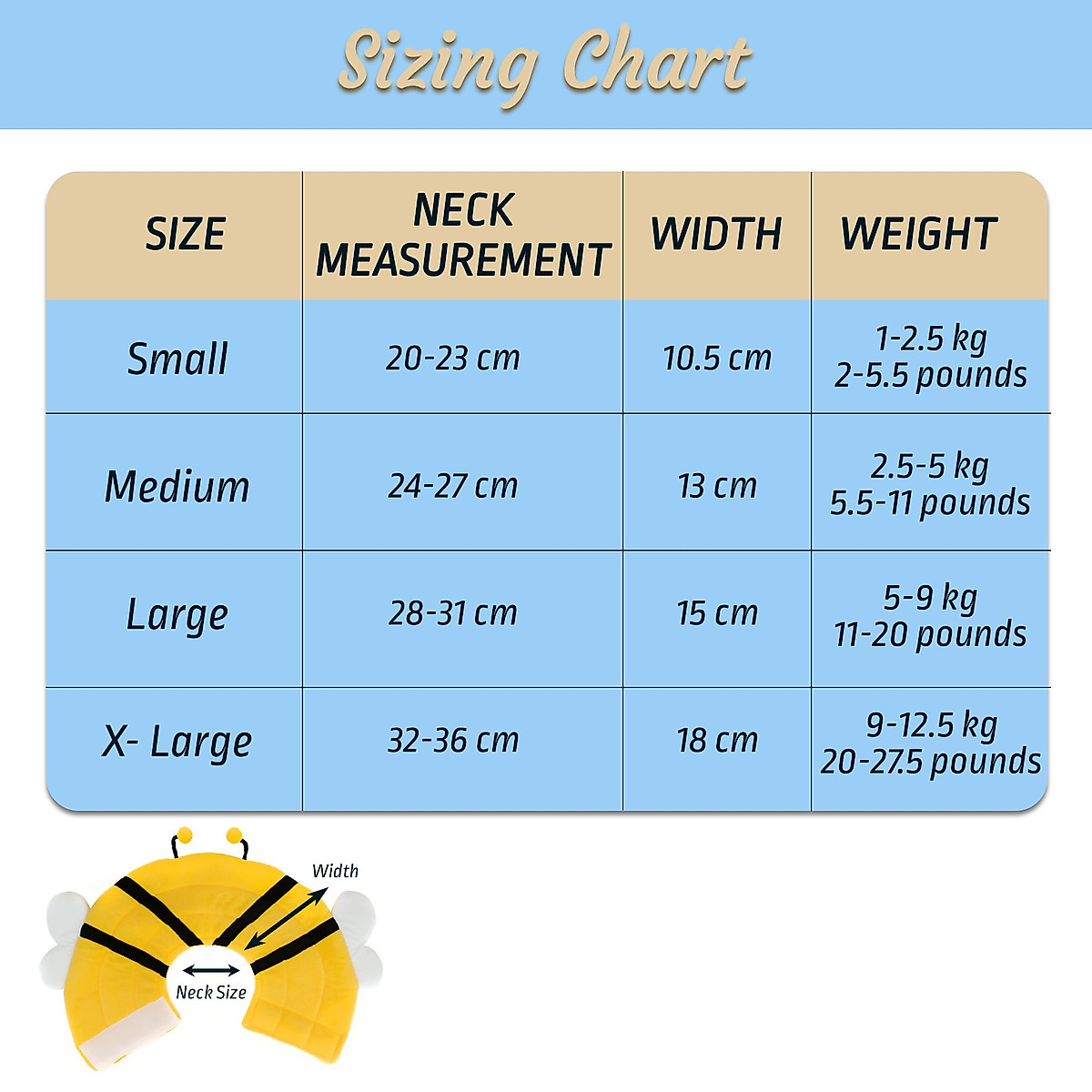 SkyReese - Soft Small Dog/Puppy/Cat Cone | Cute Bumblebee Cone for Small Dogs, Puppies & Cats After Surgery, Wound Care, Spay & Neuter | Dog Recovery Cones & Collars | 100% Polyester (Large)