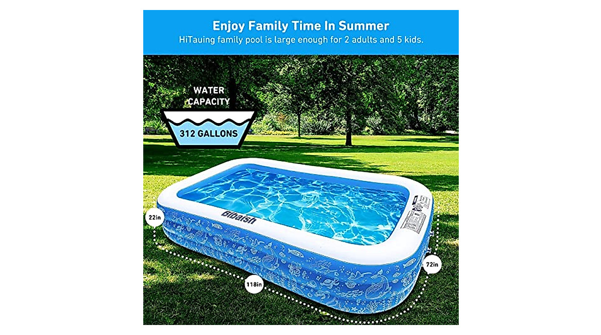 Inflatable Pool 118x72x22 for Family & Kids – Quick Setup & Durable