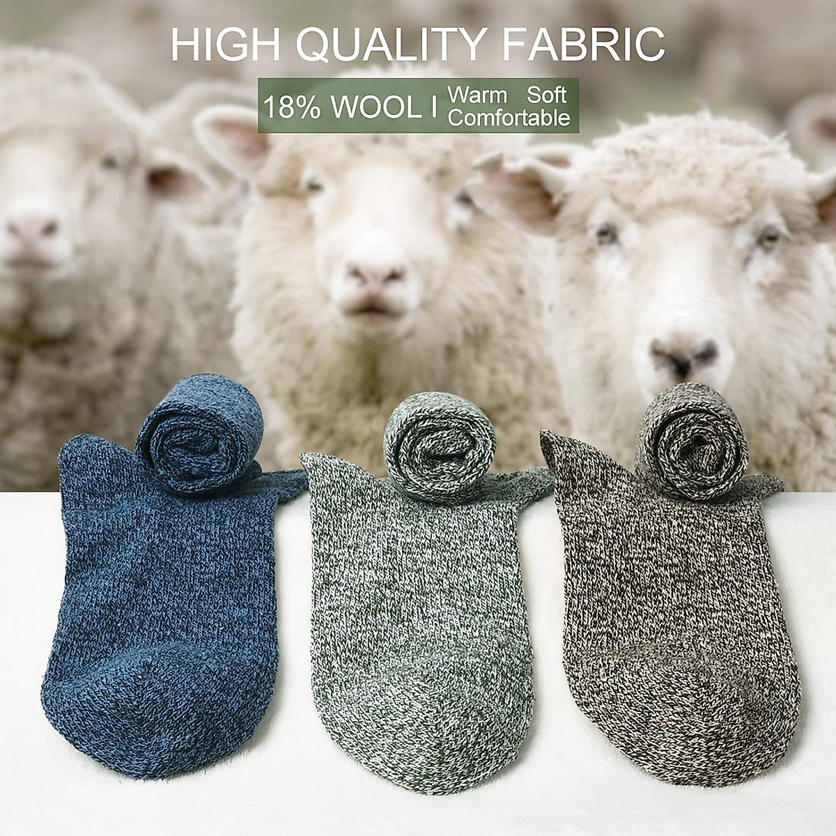 FYC Winter Womens Socks Wool Warm Thick Knit Cozy Crew Casual Vintage Soft Socks for Women Christmas Gifts Socks 5 Pairs