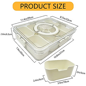 RBNN Divided Serving Tray with Lid and Handle-Snackle Box Charcuterie Container for Portable Snack Platters, 8 compartment snack container, Fruit Veggie Charcuterie Box Snack Tray for Travel Party