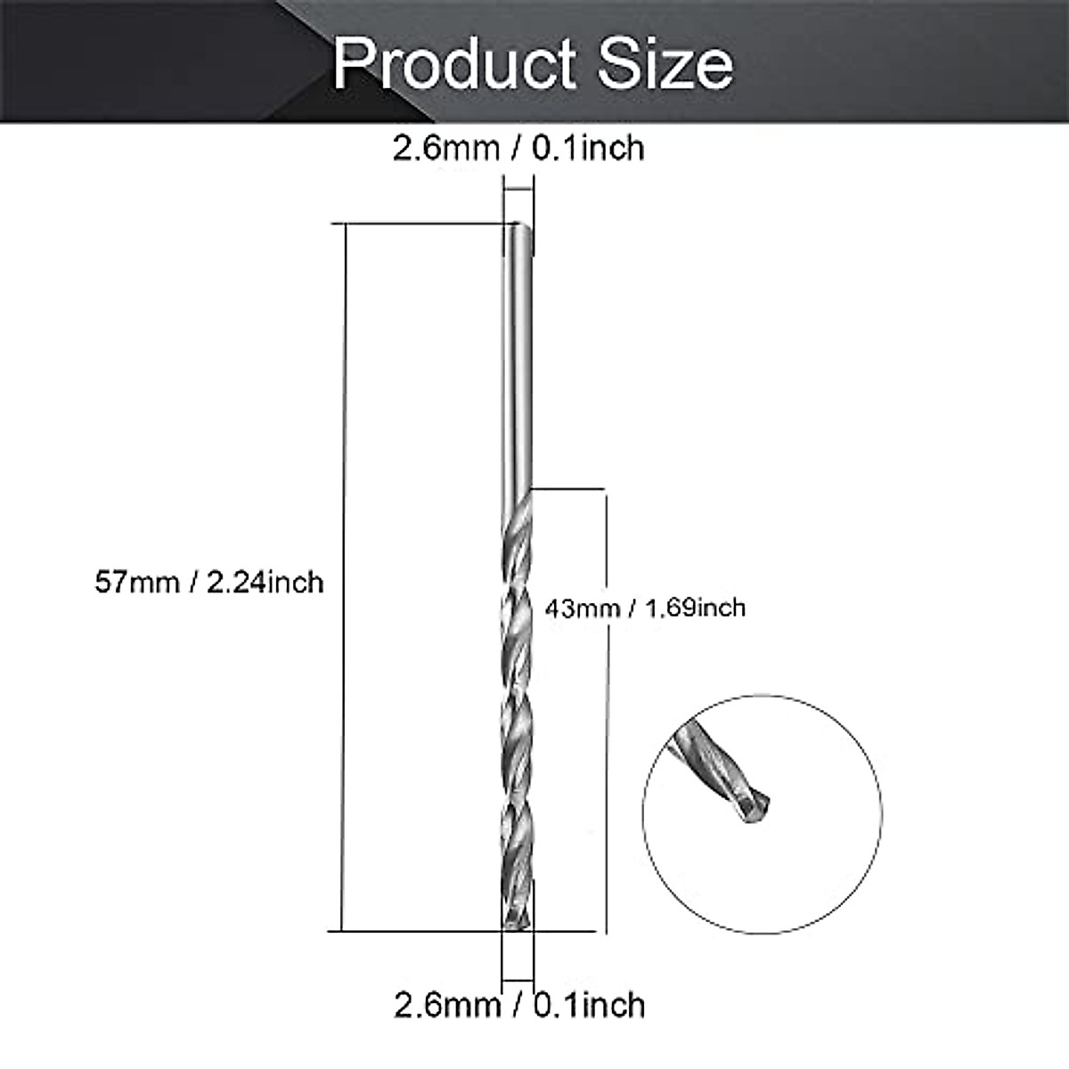 Utoolmart High Speed Steel Straight Shank 2.6mm Diameter Drilling Twist Drill Spiral Drill Bits Set Power Tool 10Pcs