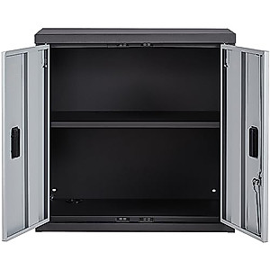 VEVOR Metal Garage Locker Mounted 26" Small Tool Chest 240 LBS Loading Capacity Adjustable Shelf Magnetic Door File for Warehouse Office Home Black