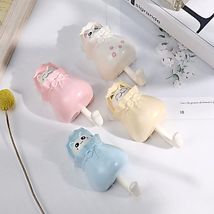 Cute Wall Hooks, 4 Pcs Adhesive Cat Key Holder for Room Decor, Cat Coat Hooks Heavy Duty Wall Mounted for Towel Backpack Hat Scarf Hanging Decorations