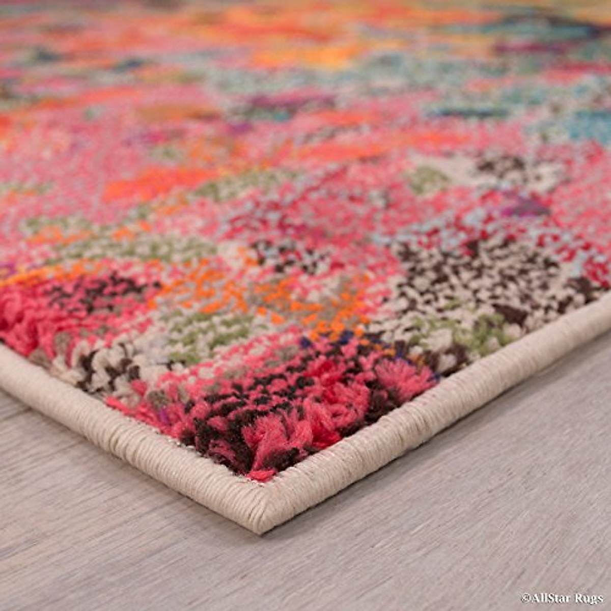 Allstar Multi Color High-Density Soft Geometric Abstract Splatter Designed Area Rug (5' 0" x 7' 0")