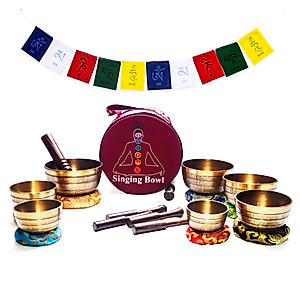 Khusi Tibetan singing bowls chakra sets, hand carved buddha mantra and symbol, sets of seven divine sound bowl.