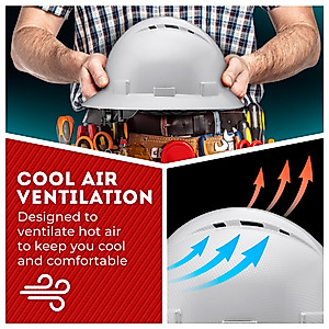 Acerpal Full Brim Vented Light Grey Carbon Fiber Design Matte Finish OSHA Hard Hat with 6-Point Suspension