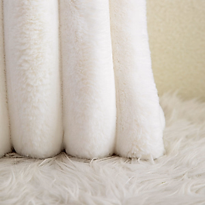 Neelvin Cream White Faux Fur Cozy Soft Striped Decorative Throw Pillow Covers 24x24 inch Set of 2,Velvet Pillowcase Cushion Case for Sofa Couch