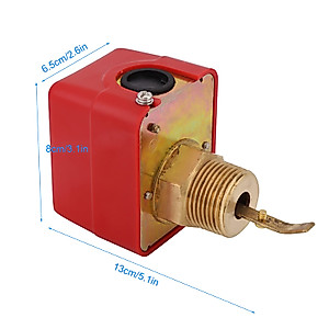 Water Paddle Flow Control Switch, AC250V 10Bar BrassLiquid Water Sensor Controller NPT Thread Connection Automatic Paddle Type Flow Switch Red 1pc