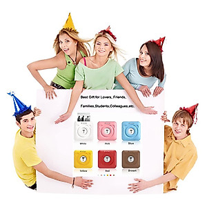 Mini Thermal Printer, Mobile Printer, Wireless Thermal Printer, Thermal Bluetooth Label Printer with 6 Printing Papers Portable Smart Photo Printer for All Smart Phones (Blue)