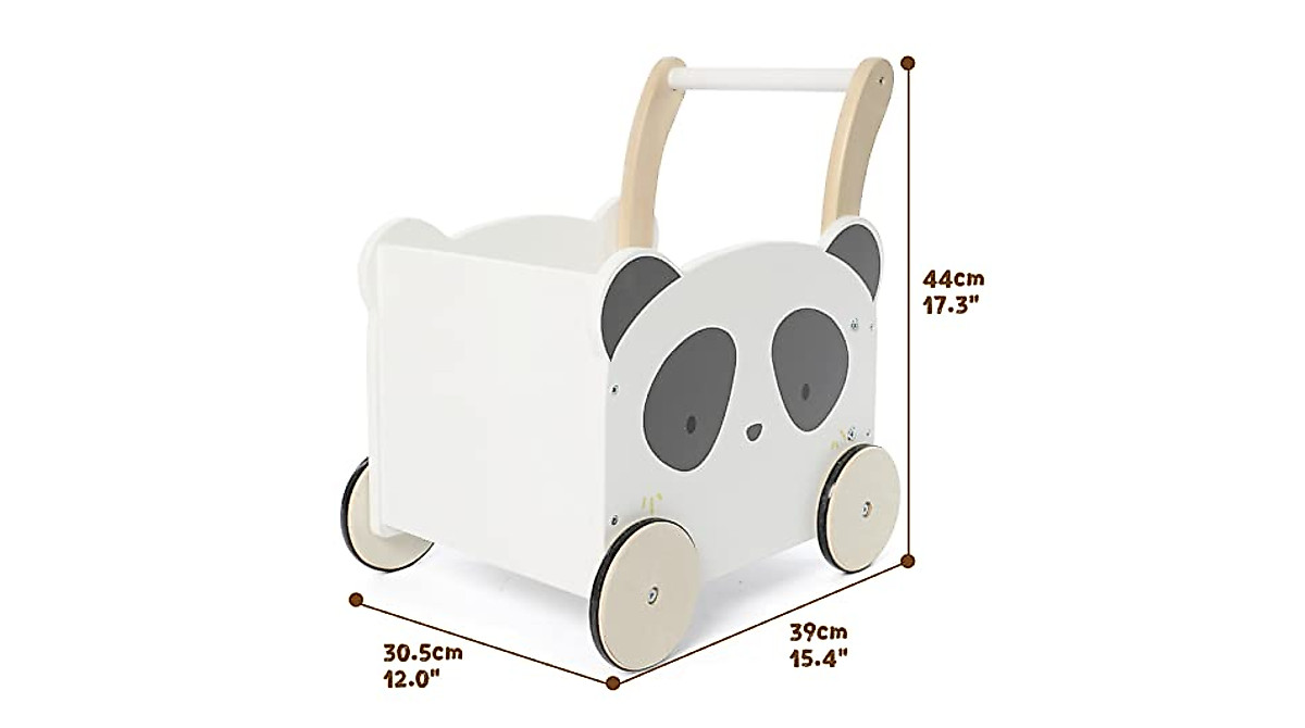 Panda Wooden Baby Push Walker - 2-in-1 Toddler Learning Walker