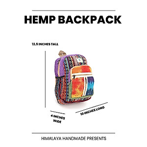 Unique design Himalaya Hemp Tie Dye Hippie Backpack Festival Backpack Hiking Backpack FAIR TRADE Handmade with Love. (PURPLE)