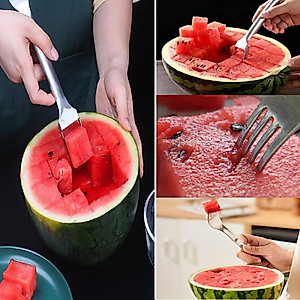 Watermelon Cutter - Watermelon Cutter Slicer Tool & Watermelon Fork 2-In-1, Stainless Steel Cut Watermelon Knife Melon Cutter Slicer, Cantaloupe Cutter for Home Party Camping Kitchen Gadget -1Pcs
