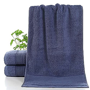 RUIBOLU 100% Cotton Ultra Soft Highly Absorbent Hand Towel 2 Set , Size 14" x 30" Home Bathroom Hand Towels for Bath, Hand, Face, Gym (Blue)