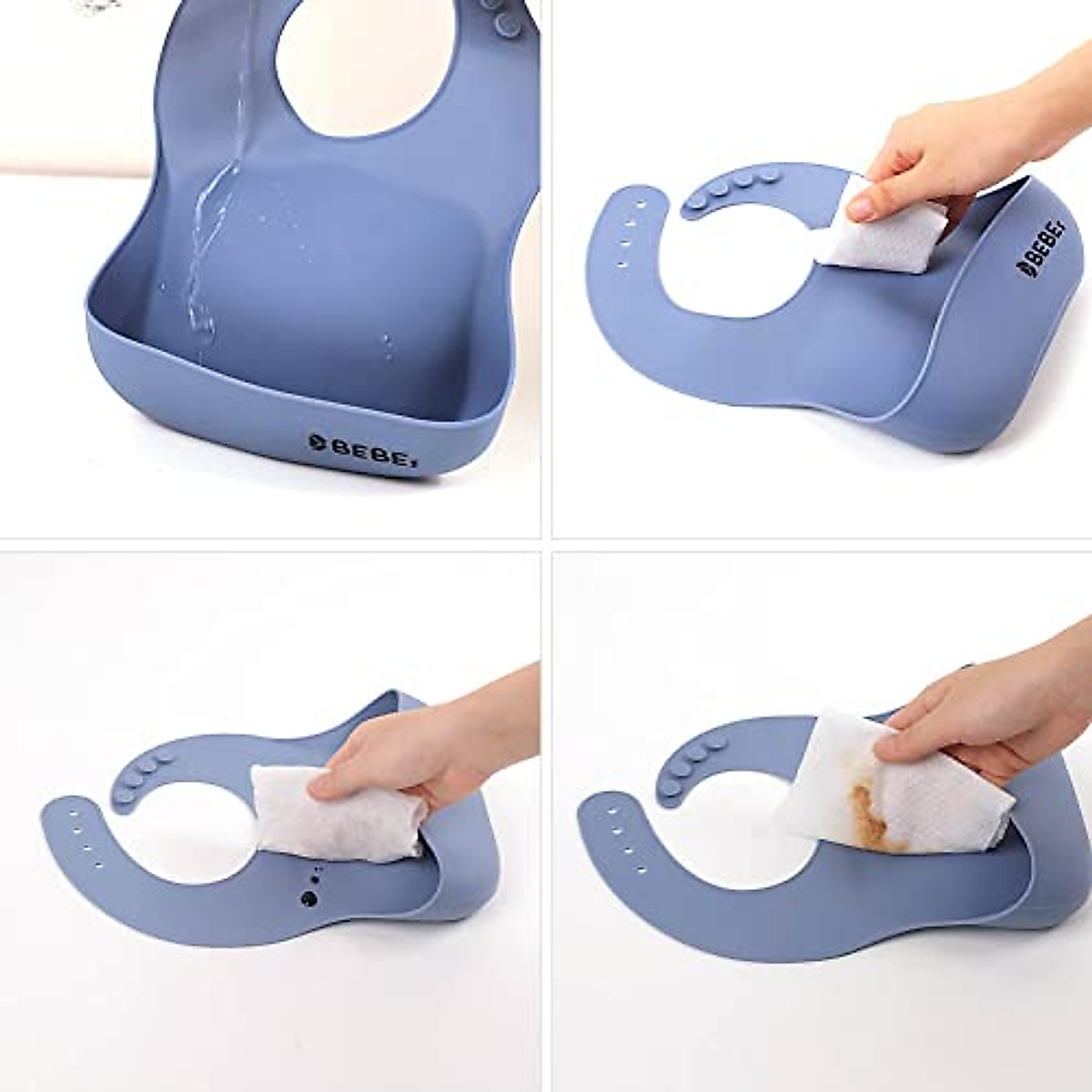 Silicone Bibs for Babies and Toddlers Boys and Girls, Pack of 3, Durable, Waterproof, Reusable, Baby Bibs from 6 Months and Up (White/Pink/Green)