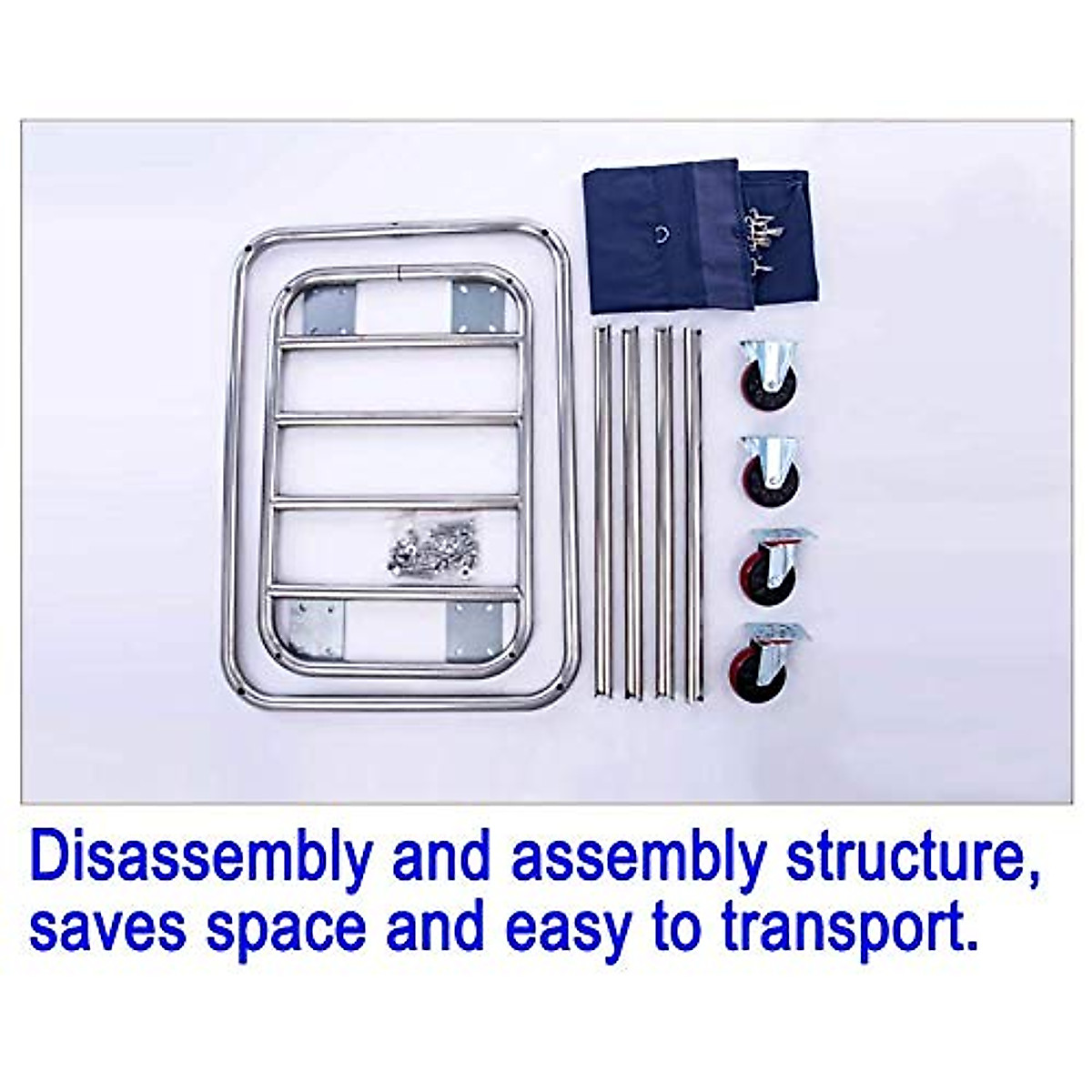 Mobile Linen Car for Hotel/Lobby, Detachable Stainless Steel Storage Cart with Universal Wheel, Can Load 100Kg, PIBM
