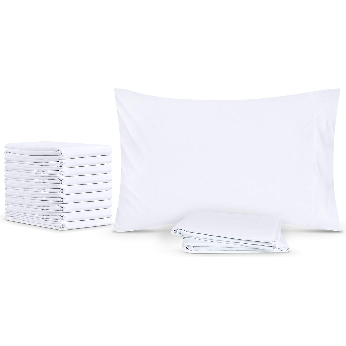Utopia Bedding Cotton Blend Pillowcases Queen Size - 12 Pack - T-180 Bulk Pillowcase Set- Perfect for Home, Hospital & Hotel Quality Pillow Covers 20 X 30 (Queen, White)