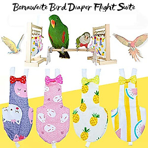 Bonaweite Bird Diaper Flight Suite Liners, Protective Parrot Nappy with Waterproof Inner Layer, Cute Urine Wet Suit for Macaw African Budgies Parakeet Agapornis Fischeri Cockatiel