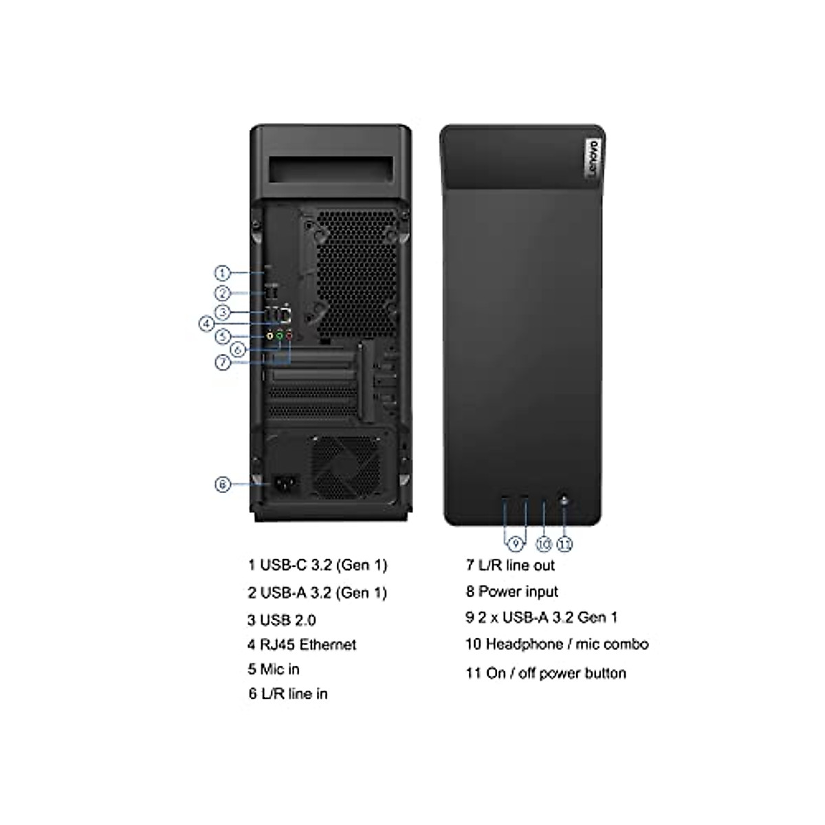 Lenovo Legion Tower T5 5i Gaming Desktop Computer (Intel 8-Core i7-10700, GeForce GTX 1660 Super 6GB, 16GB RAM, 1TB SSD + 1TB HDD) 150W RGB Cooler, Wi-Fi 6, Win 10 / Win 11 Home, Black