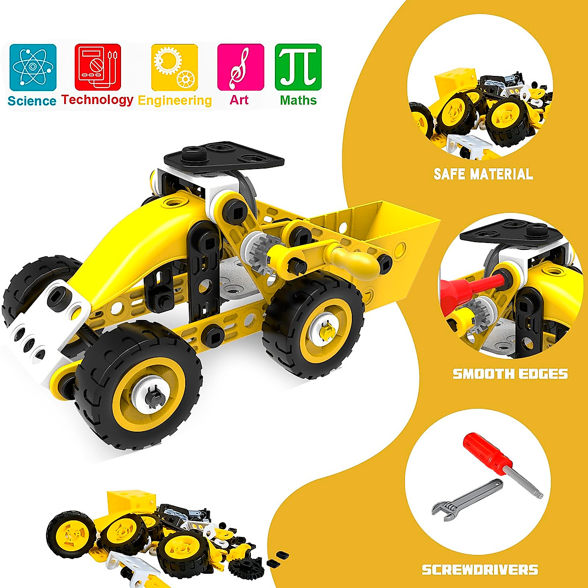 Stem Toys For 5 6 7 8 9+ Year Old Building Block Kit Stem Activities Projects Boy Toys Age 4-8 5-7 6-8 8-10 Creative Set Educational Engineering Excavator Construction Birthday Fun Christmas Idea Gift